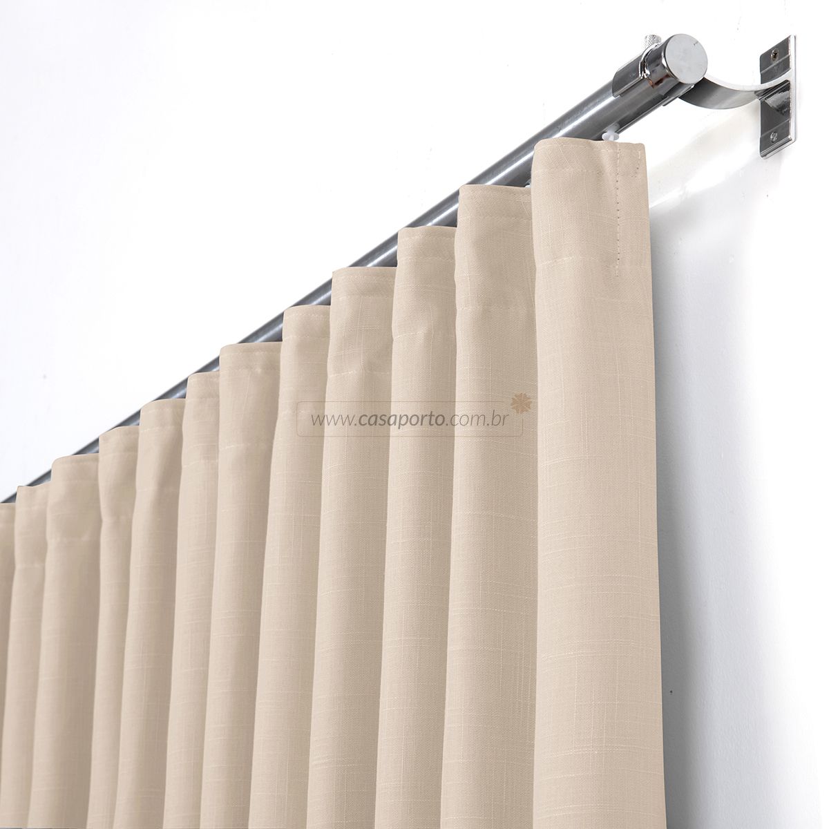 Cortina Wave para Trilho Suíço 2,00m de Linho Gaze Areia com Forro ...