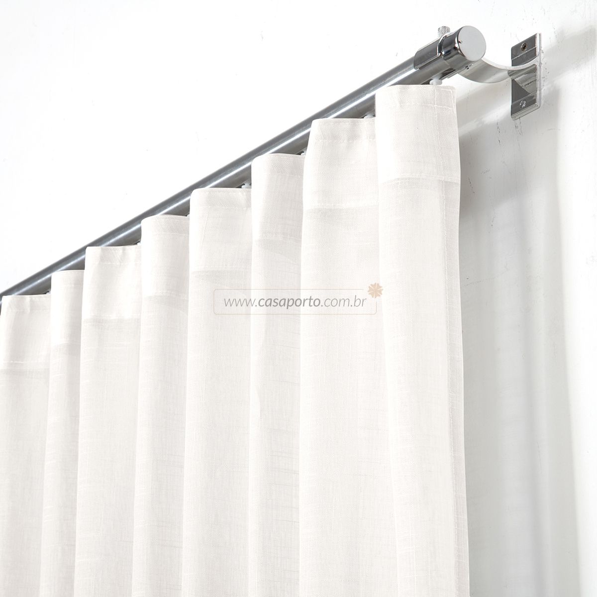 Cortina Wave para Trilho Suíço 1,50m de Linho Gaze Off White | Casa Porto