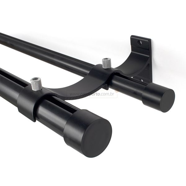 Trilho Suíço Max de Parede Duplo Preto Fosco 1,50m | Casa Porto